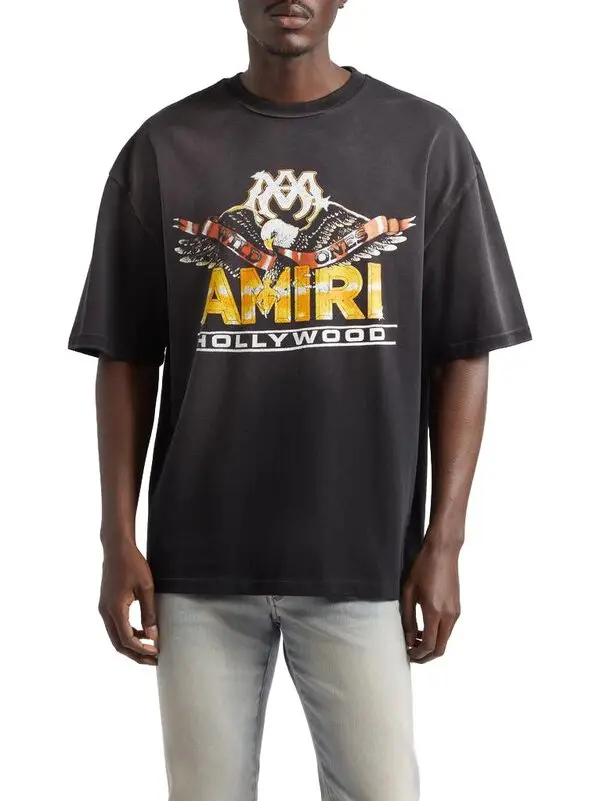 Amiri Oversize Eagle Hollywood Skate Graphic T-shirt - Black