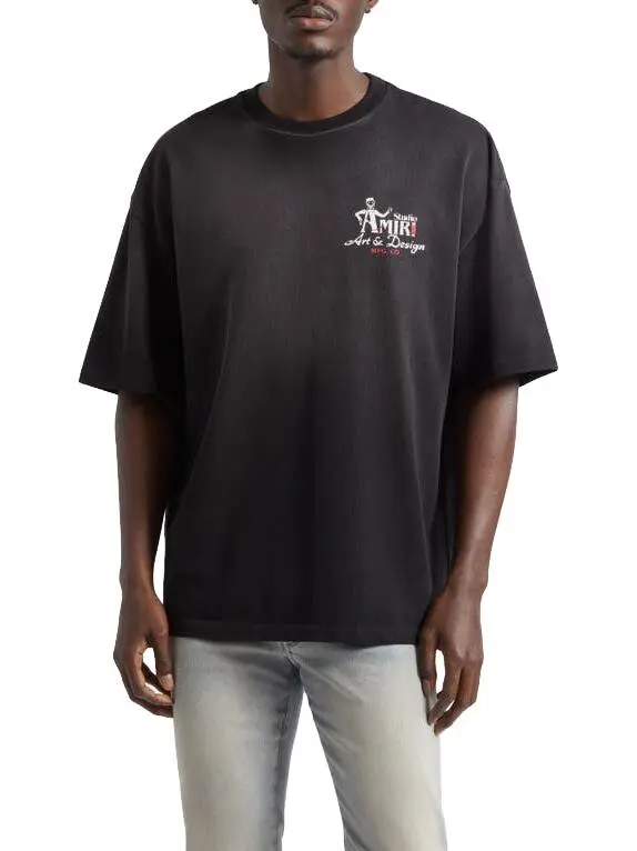 Amiri Oversize Studio Embroidered Skate T-shirt - Black