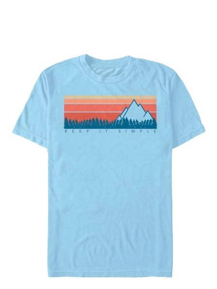 LOST GODS Keep It Simple Retro Short Sleeve Graphic T-shirt - Light Blue