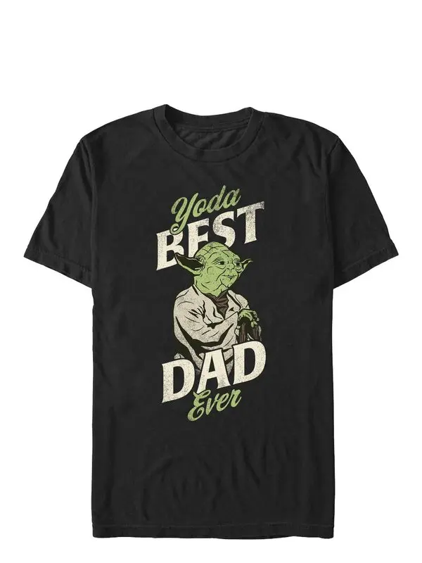 STAR WARS Distressed Yoda Best Dad Ever Short Sleeve Graphic T-shirt - Black