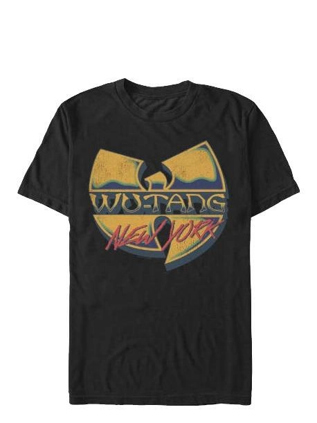 WU-TANG CLAN New York Distressed Retro Logo Short Sleeve Graphic T-shirt - Black