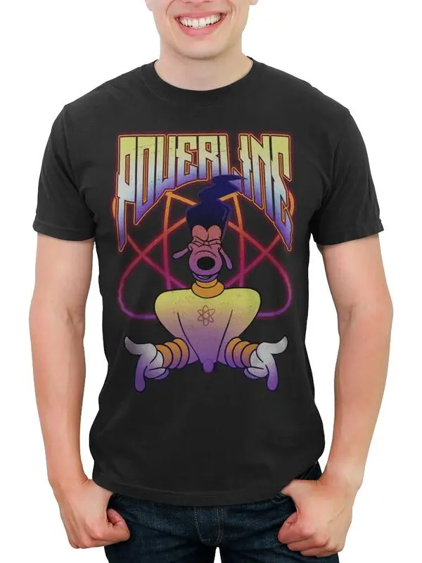 A GOOFY MOVIE Powerline Retro Short Sleeve Graphic T-shirt - Black