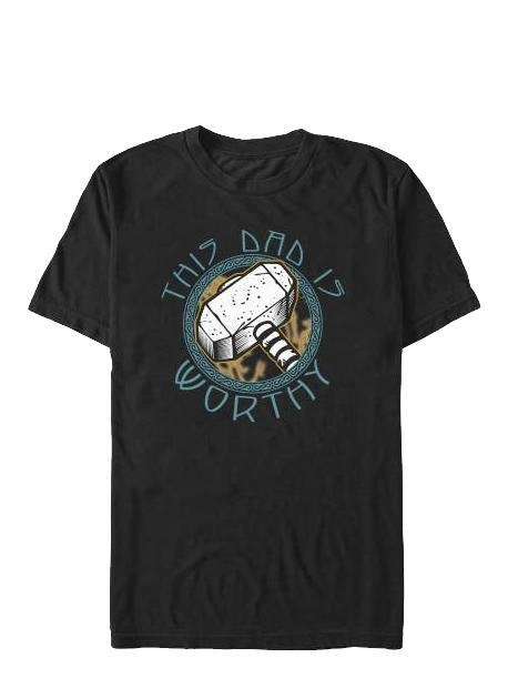 MARVEL This Dad Is Worthy Short Sleeve Graphic T-shirt - Black
