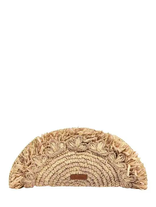 Sam Edelman Lily Raffia Clutch With Fringe Trim - Brown