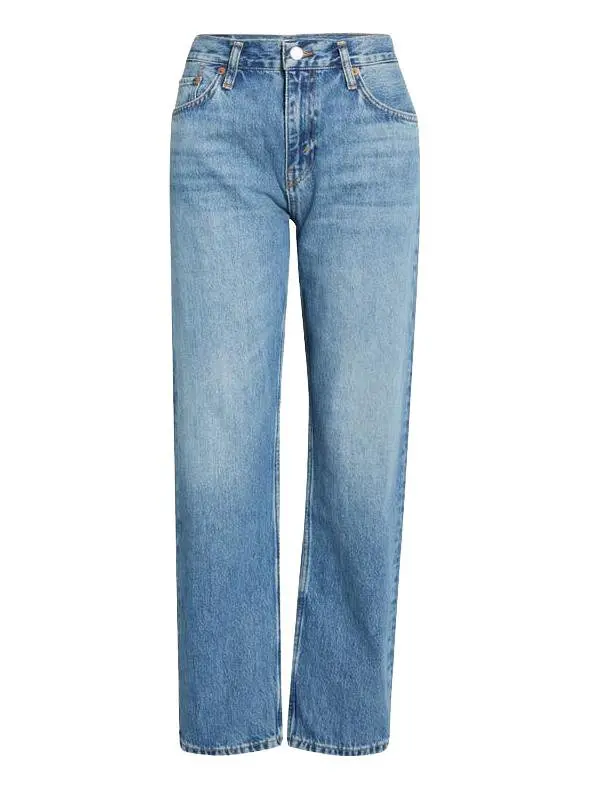 RE/DONE Mid Rise Ankle Straight Leg Jeans - Medium Vain