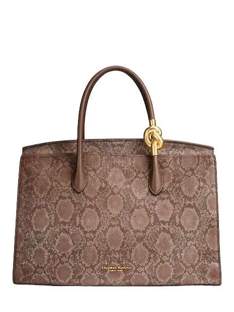 Donna Karan New York Loden Python Suede Satchel - Brown Multi