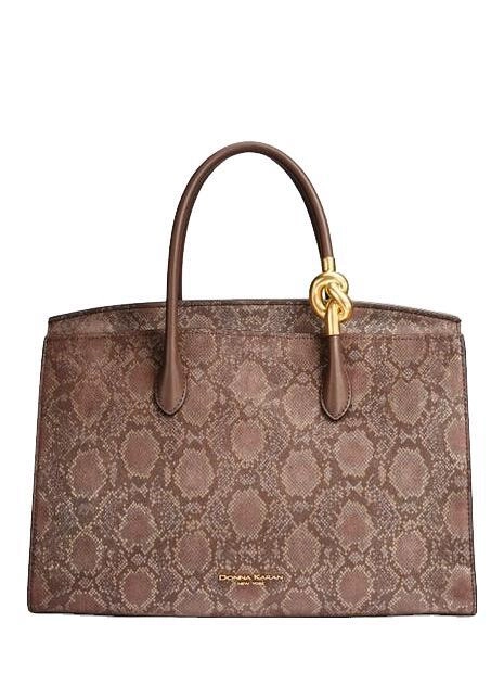 Donna Karan New York Loden Python Suede Satchel - Brown Multi