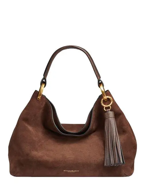 Donna Karan New York Glenwood Suede Shoulder Bag - Chocolate