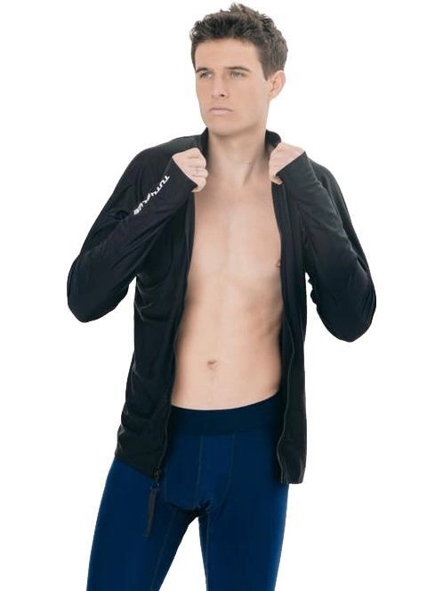 Tutublue Full Zip Long Sleeve Rash Guard With Upf 50 - Deep Black