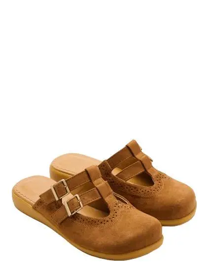 HOT CHOCOLATE DESIGN Suede Mary Jane Clogs - Camel