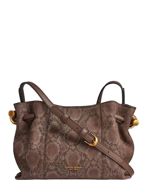 Donna Karan New York Cashmere Python Suede Crossbody Bag - Brown Multi
