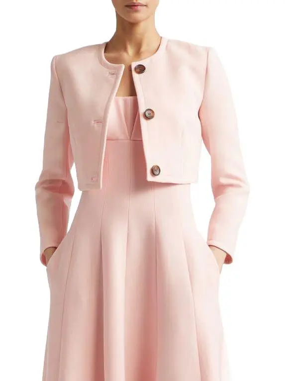 EMILIA WICKSTEAD Lizette Cropped Wool Crepe Jacket - Light Pink