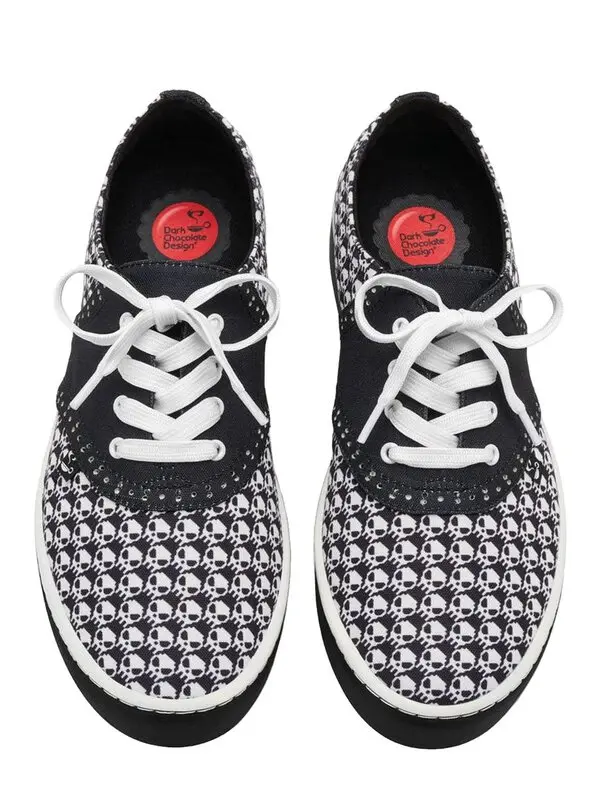 Hot Chocolate Design Bone & Chic Printed Lace-up Sneakers - Black
