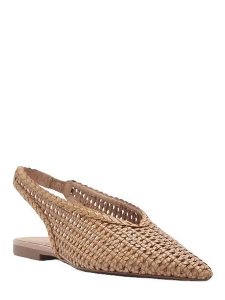 AREZZO Eva Woven Pointed Toe Slingback Flat - True Sand