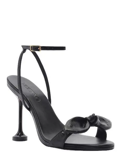 AREZZO Addie Ankle Strap Stiletto Sandals With Bow Detailing - Black