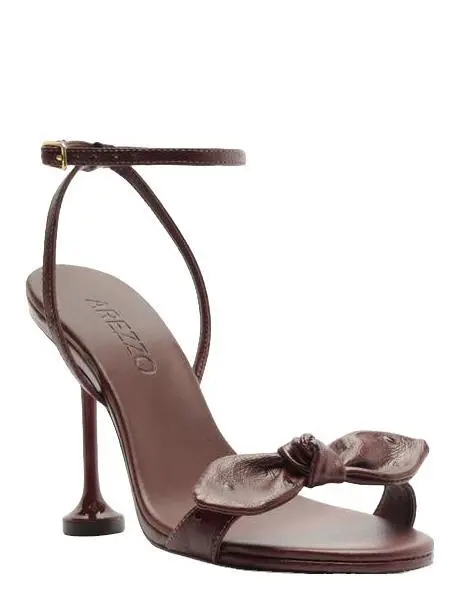 AREZZO Addie Ankle Strap Stiletto Sandals With Bow Detailing - Fresh Ruby