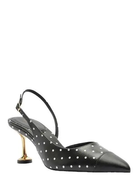 AREZZO Meryl Pointed Toe Slingback Pump With Metallic Stiletto Heel - Black
