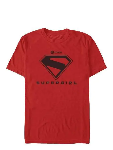 SUPERGIRL Official Shield Black Logo Graphic T-shirt - Red
