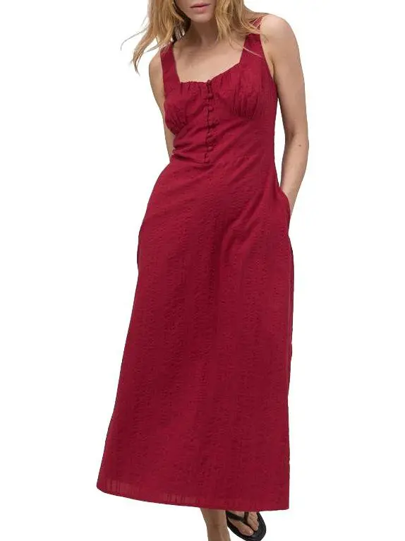NOBODY'S CHILD Melody Sweetheart Neck Midi Dress - Red