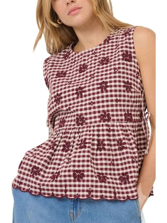 NOBODY'S CHILD Valerie Peplum Hem Top - Red