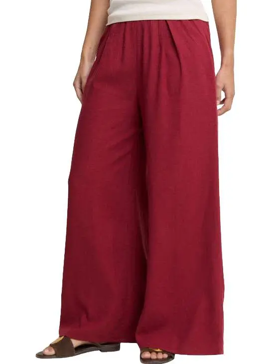 NOBODY'S CHILD Linen Blend Wide Leg Pants - Red