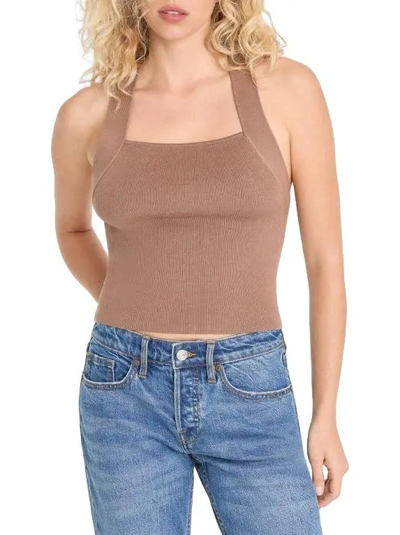 Good American Ribbed Cropped Tank Top - Hearth