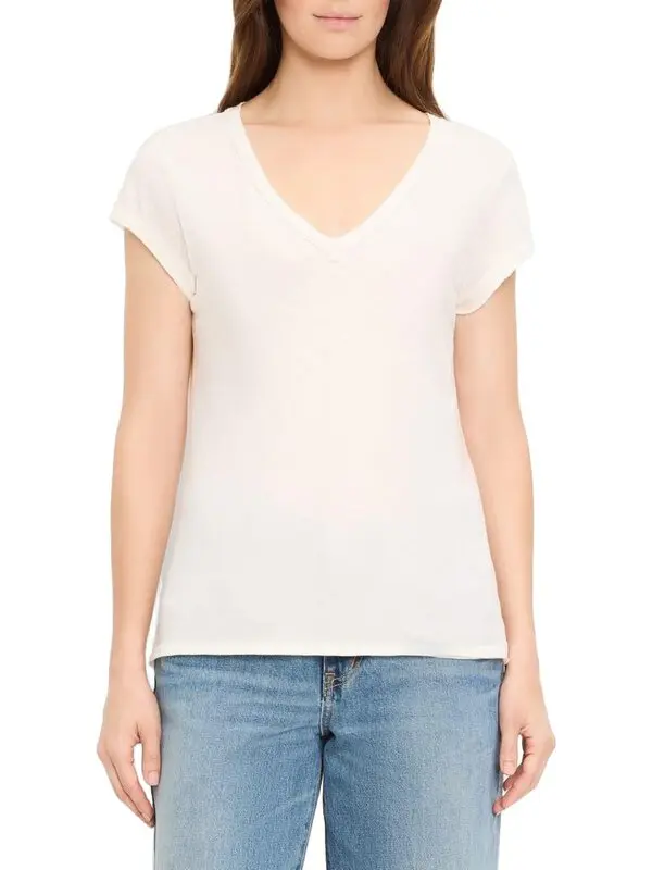 Michael Stars Baxter Raw Edge Supima Cotton T-shirt - Chalk
