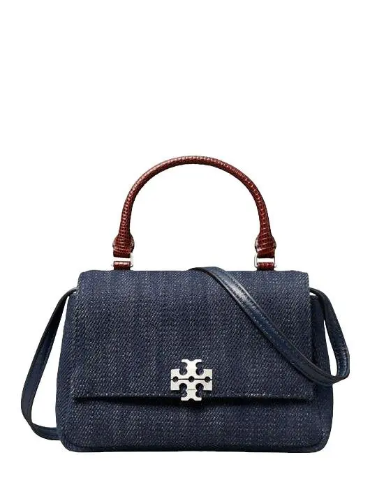 Tory Burch Charlie Denim Top Handle Bag - Midnight