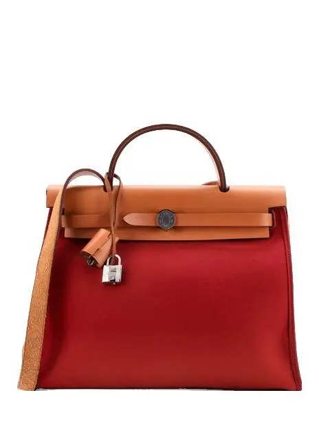 Hermès Herbag Zip Leather And Toile 31 - Red