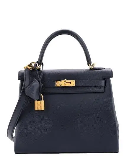 Hermès Kelly Handbag Epsom With Gold Hardware 25 - Blue