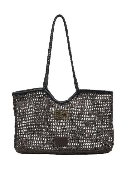 Bimba Y Lola Raffia-effect Shopper Bag - Chocolate