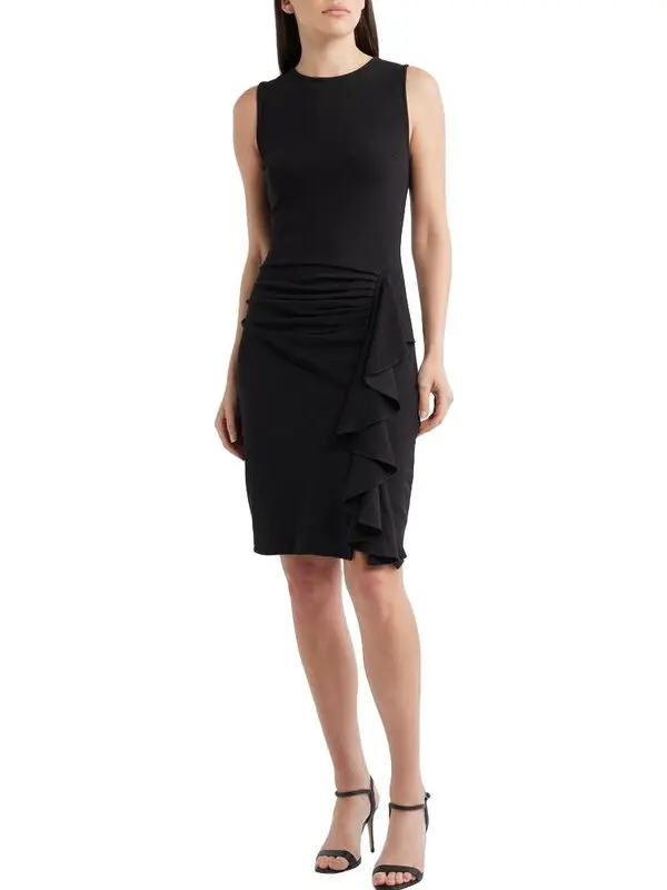 NIKKI LUND Theodora Ruffle Sheath Dress - Black