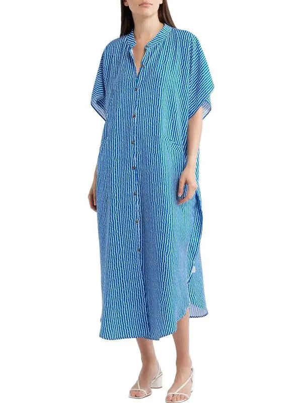 NIKKI LUND Tatjana Stripe Shirtdress - Blue