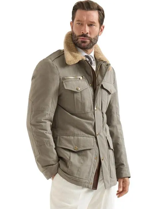 Brunello Cucinelli Waxed Techno Cotton Safari Jacket With Thermore® Padding - Medium Grey