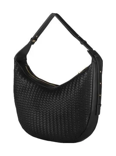 YOUZEY Crescent Woven Shoulder Bag - Black