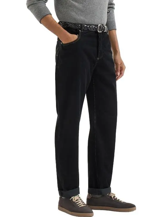 Brunello Cucinelli Garment-dyed Narrow Wale Corduroy Trousers - Black