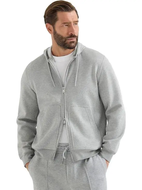 Brunello Cucinelli Double French Terry Zip-up Hooded Sweatshirt - Medium Grey