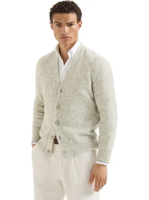 Brunello Cucinelli Alpaca, Cashmere, And Wool Cardigan - Medium Grey
