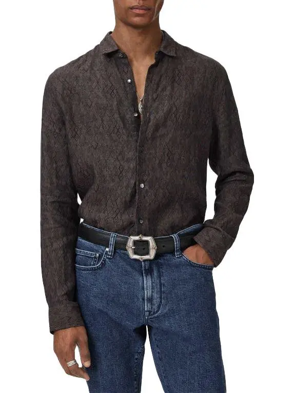 John Varvatos Thompsom Linen Button-up Shirt - Black