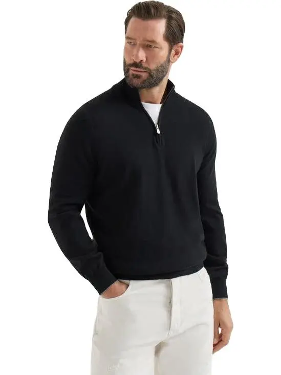 Brunello Cucinelli Cashmere Half-zip Sweater - Black