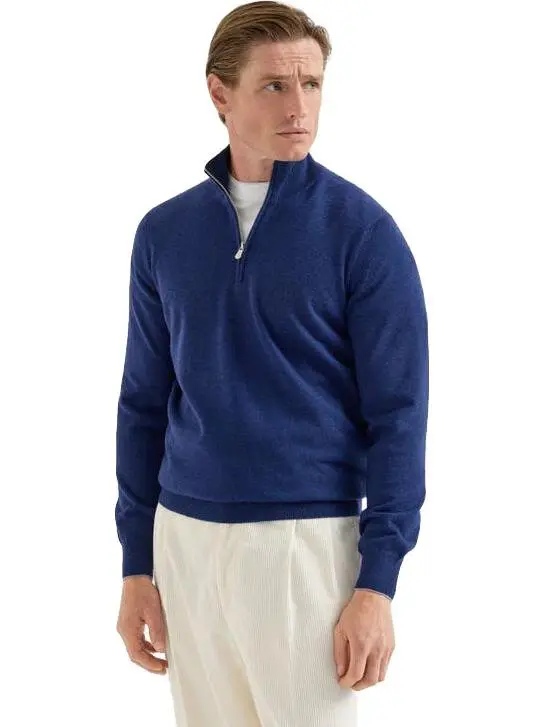 Brunello Cucinelli Cashmere Half-zip Sweater - Blue