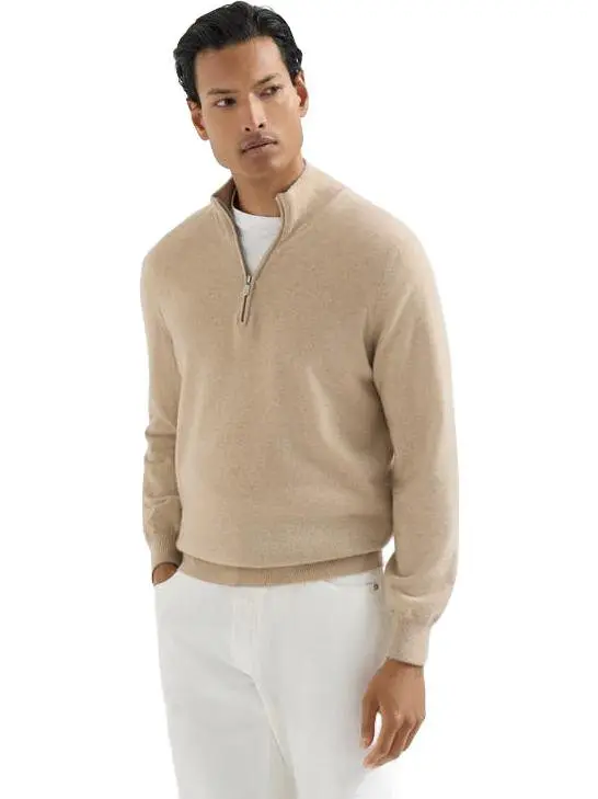 Brunello Cucinelli Cashmere Half-zip Sweater - Brown