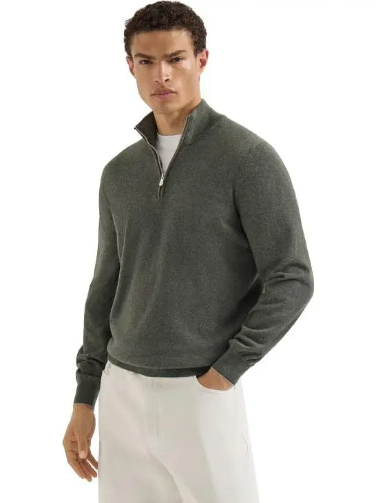 Brunello Cucinelli Cashmere Half-zip Sweater - Grey
