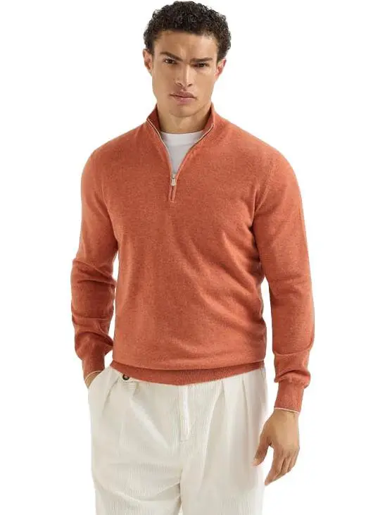 Brunello Cucinelli Cashmere Half-zip Sweater - Red