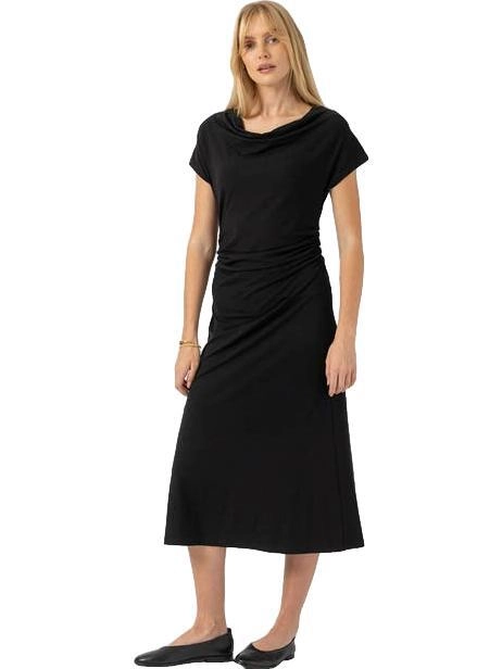 SAINT + SOFIA Laurie Cowl Neck Midi Dress - Black