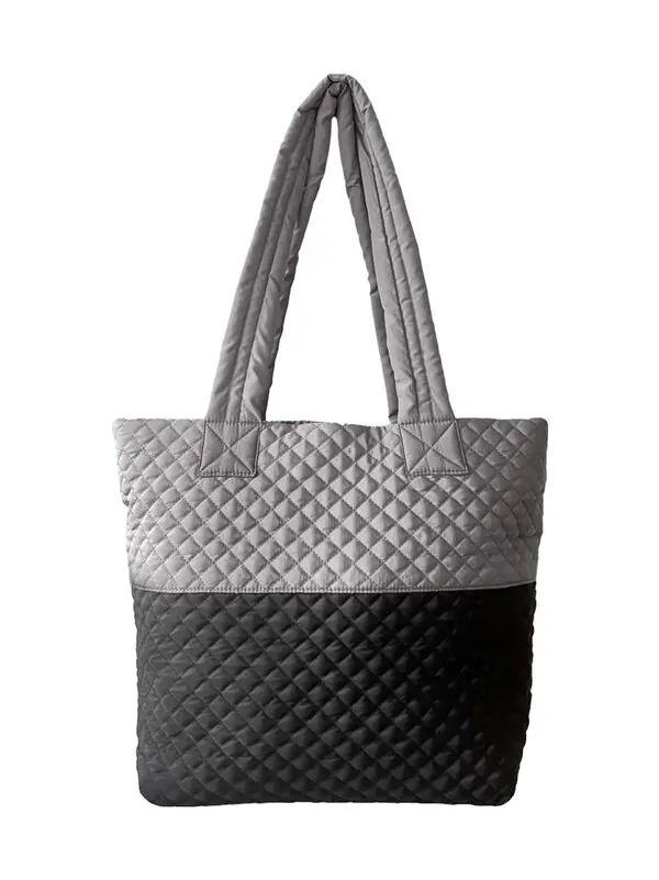 YOUZEY Newport Quilted Tote Bag - Light Grey/black