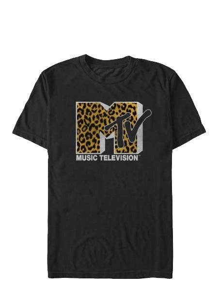 MTV Boombox Logo Short Sleeve Graphic T-shirt - Black: Cheetah