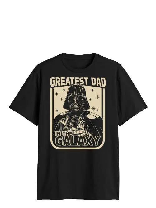 STAR WARS: A NEW HOPE Vader Greatest Dad In The Galaxy Short Sleeve Graphic T-shirt - Black