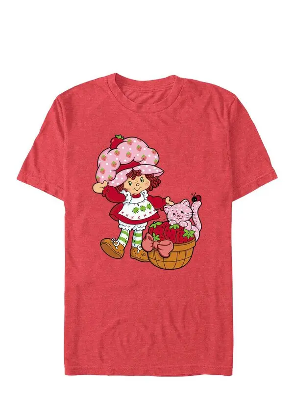 STRAWBERRY SHORTCAKE Custard In The Berry Basket Short Sleeve Graphic T-shirt - Red Heather