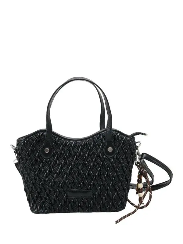 PROLOGUE SHOES Amalfi Woven Satchel With Beaded Tassel - Black